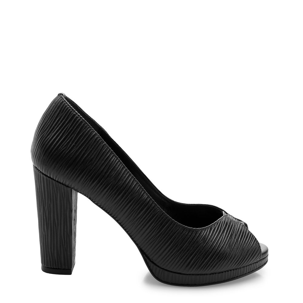Peep Toe Classic - Couro Raiz Preto - corello