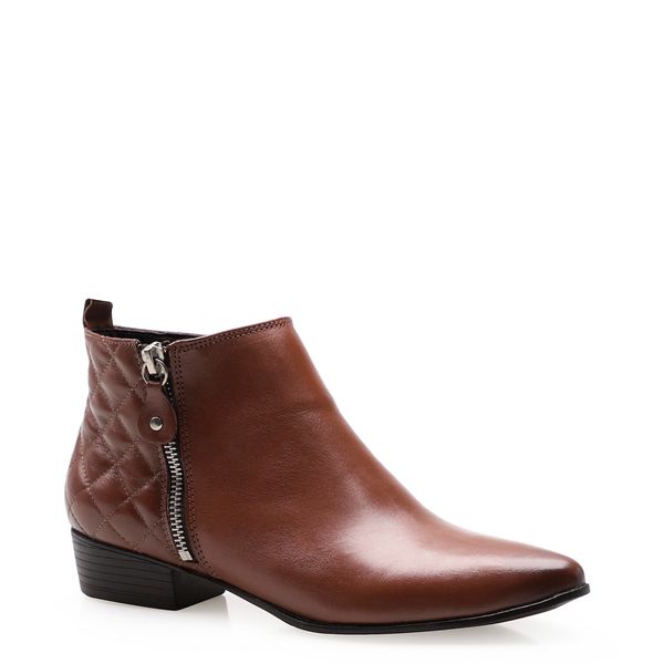 Bota Feminina Zip Boot - Couro Whisky - corello