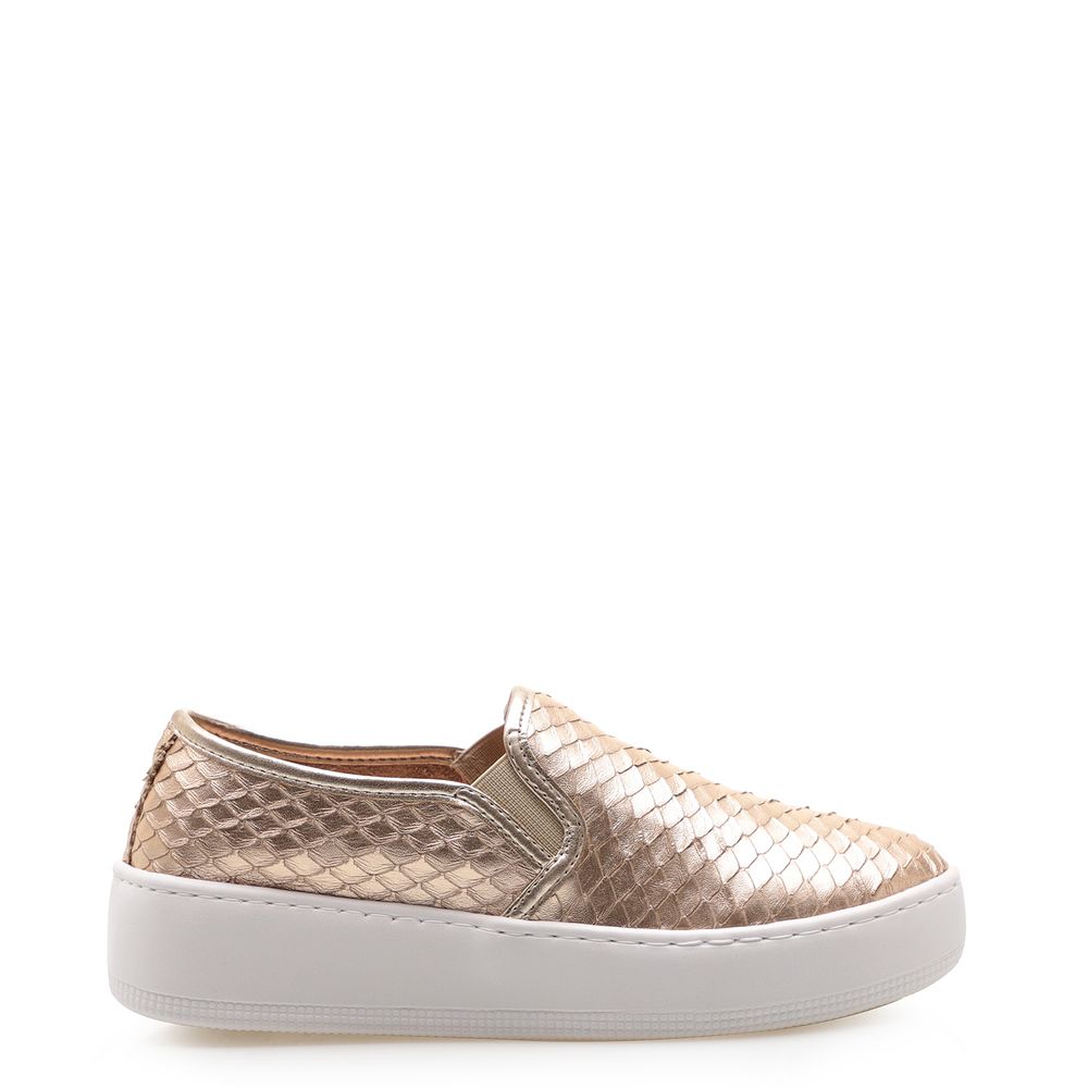 Slip On - Couro Python Escamado Ouro - corello
