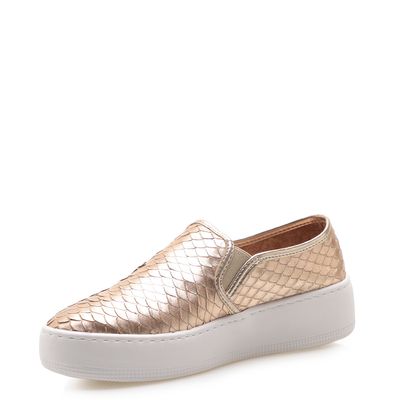 Slip On - Couro Python Escamado Ouro - corello