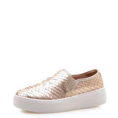 Slip On - Couro Python Escamado Ouro - corello