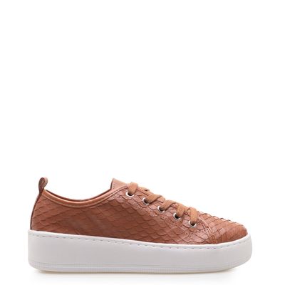 Tênis Feminino Python - Couro Python Escamado Camel - corello
