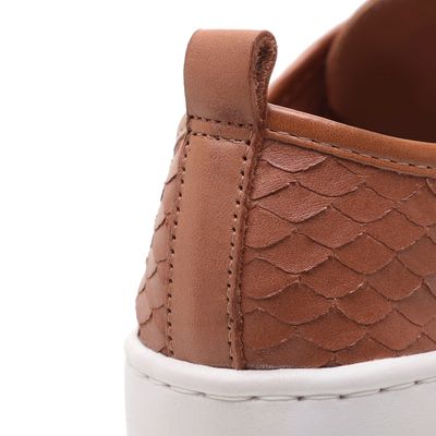 Tênis Feminino Python - Couro Python Escamado Camel - corello