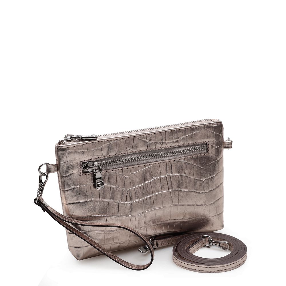 Bolsa Transversal - Croco Metal Prata Velho - corello