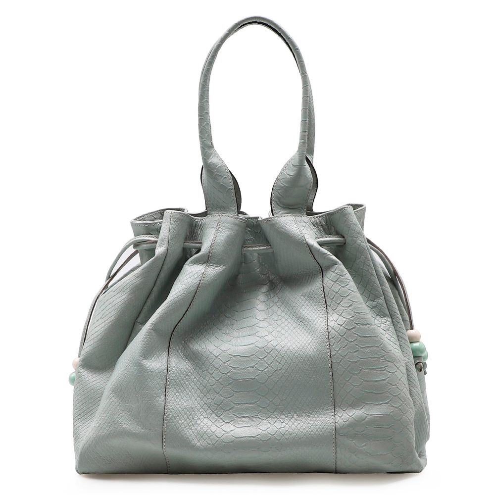 Bolsa Sacola Feminina Luna - Couro Python Verde - corello