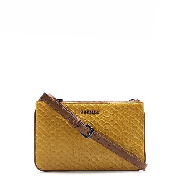 Bolsa Transversal Maxi Python Couro - Couro Sela Amarelo - corello