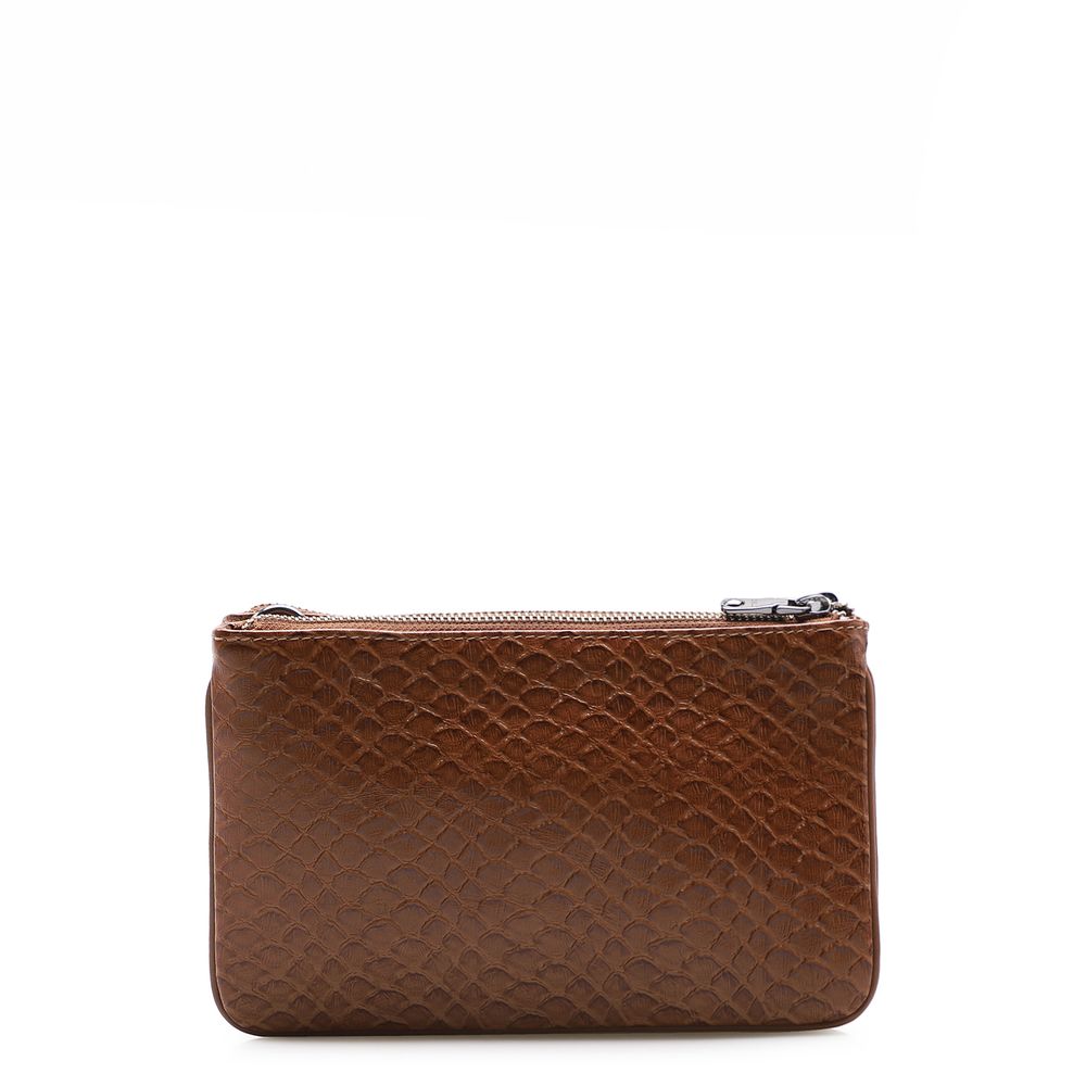 Bolsa Transversal Maxi Python Couro - Couro Sela Marrom - corello