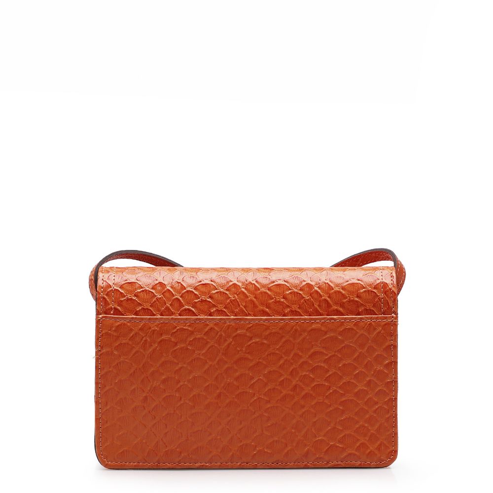Bolsa Transversal Nina Couro - Maxi Python Laranja - corello