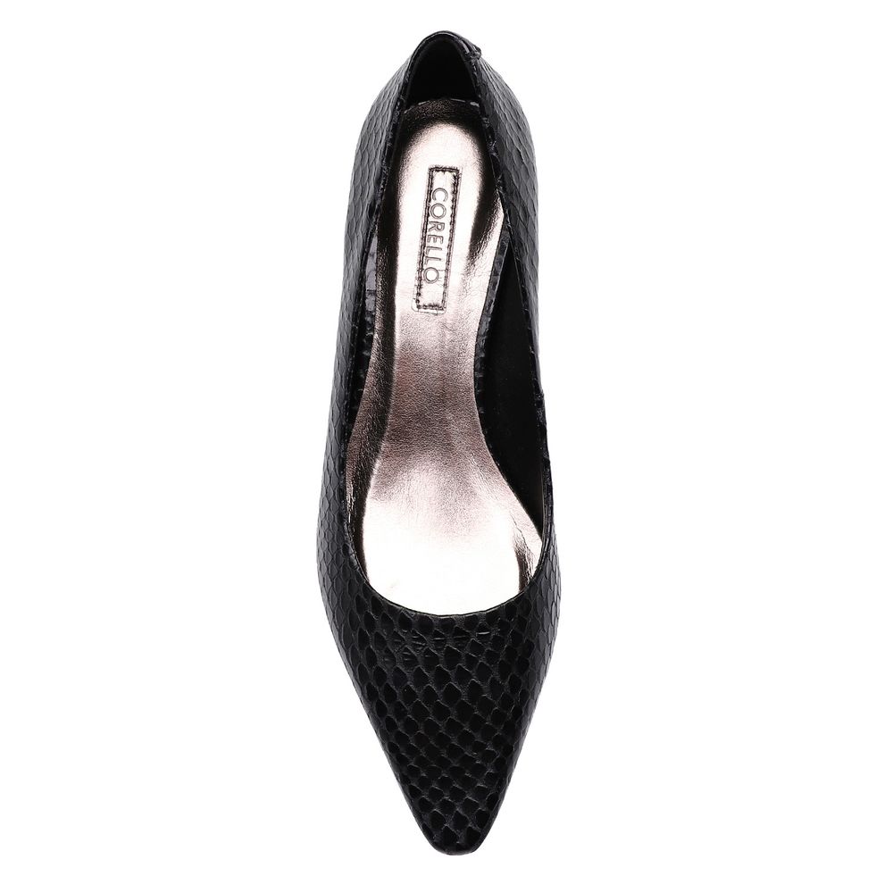Scarpin Art Deco - Couro Python Preto - corello