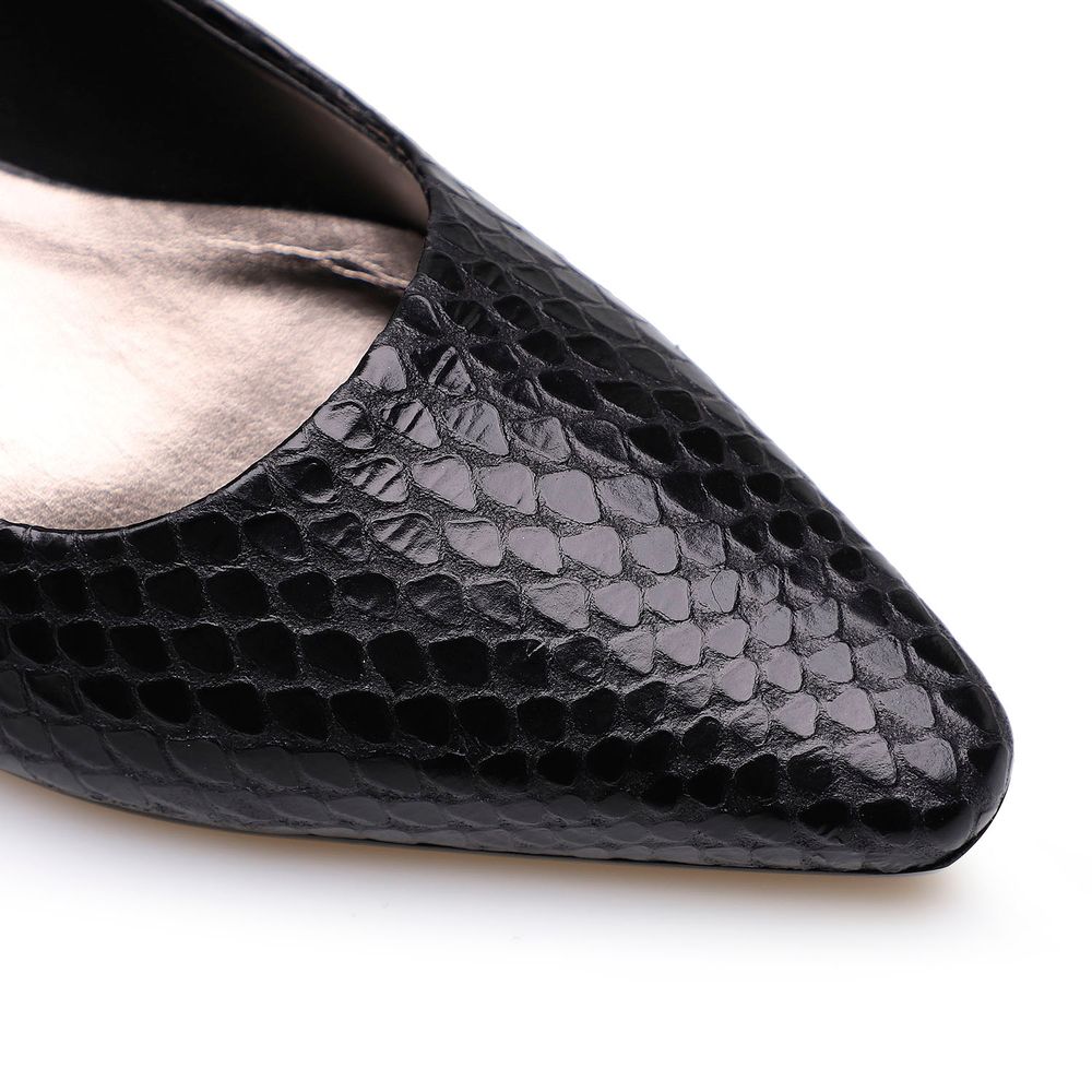 Scarpin Art Deco - Couro Python Preto - corello