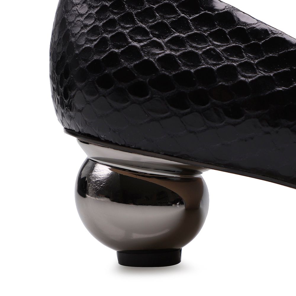 Scarpin Art Deco - Couro Python Preto - corello