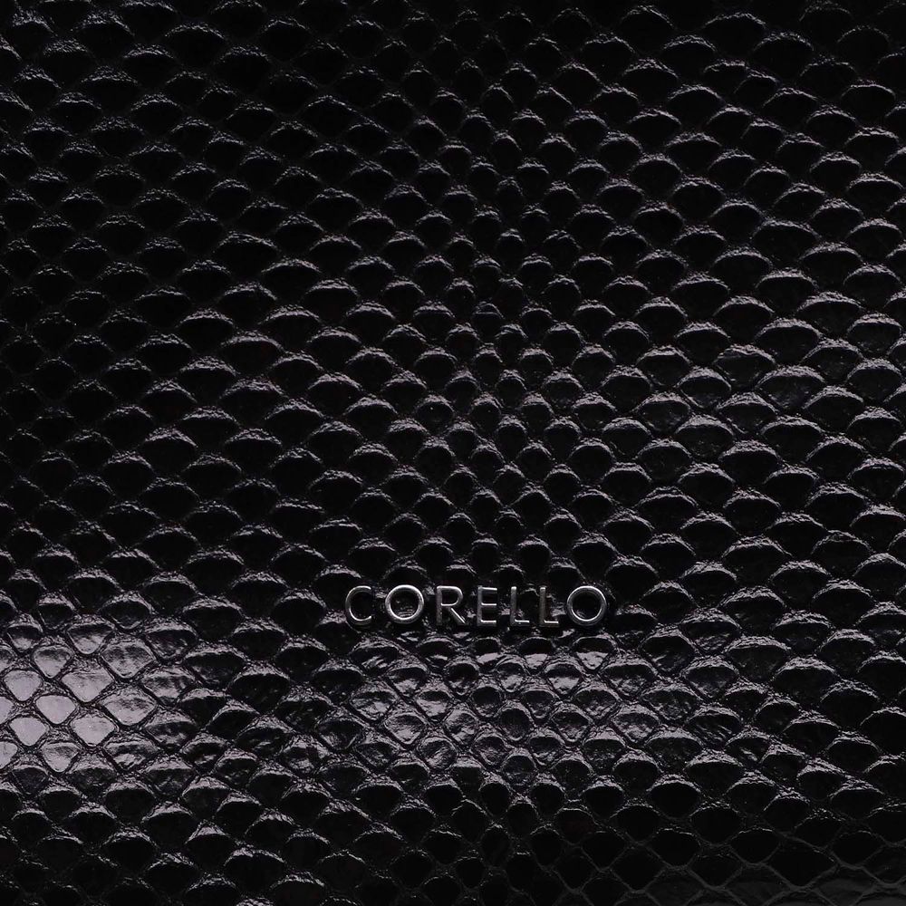 Bolsa Sacola Feminina Giulia - Couro Metálico Python Preto - corello