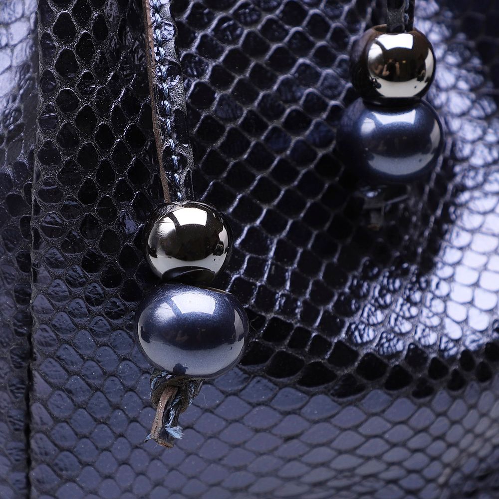 Bolsa Sacola Feminina Giulia - Couro Metálico Python Azul - corello