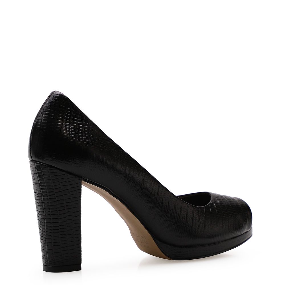 Peep Toe - Couro Lezard Preto - corello