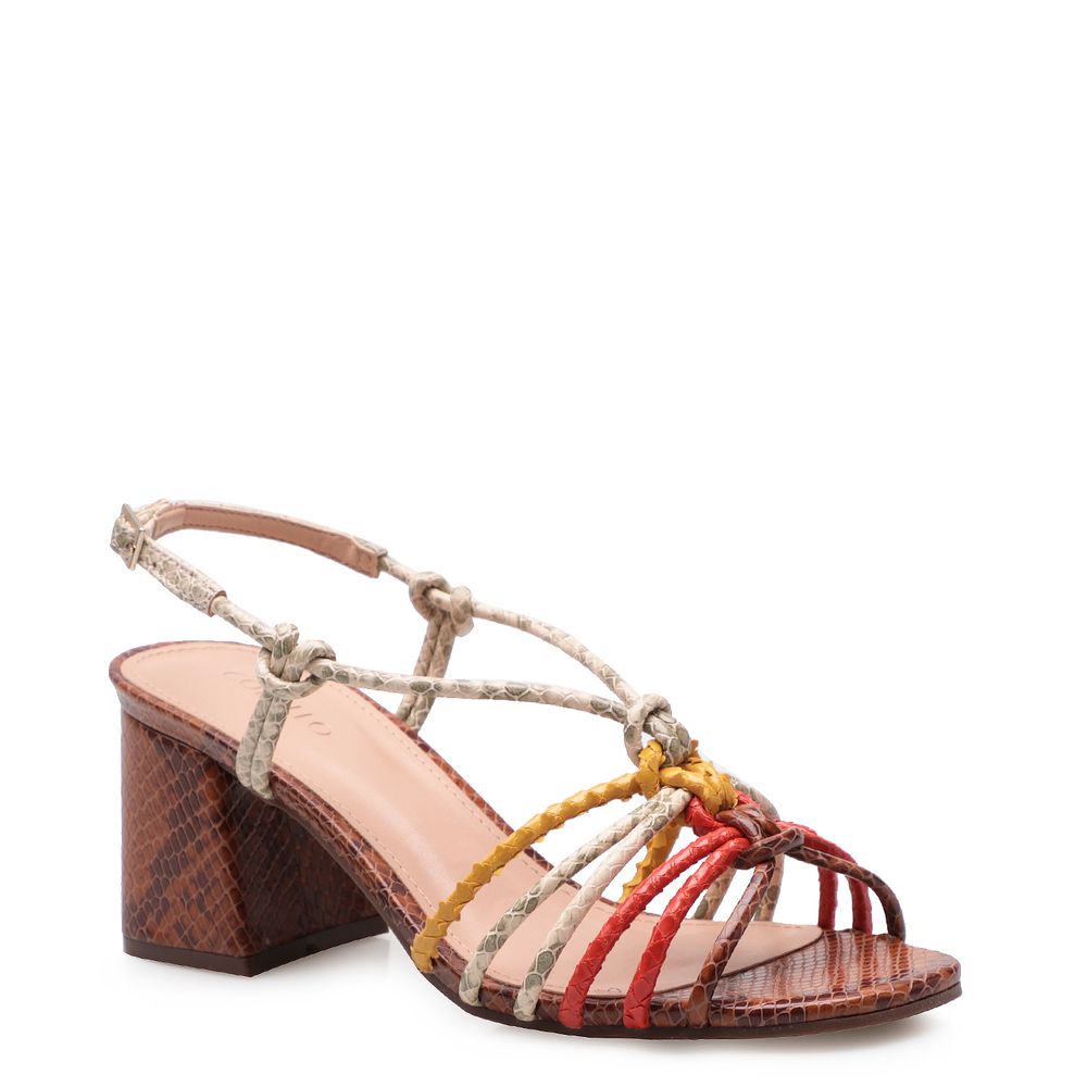 Sandália Multicolor Python - Marrom - corello