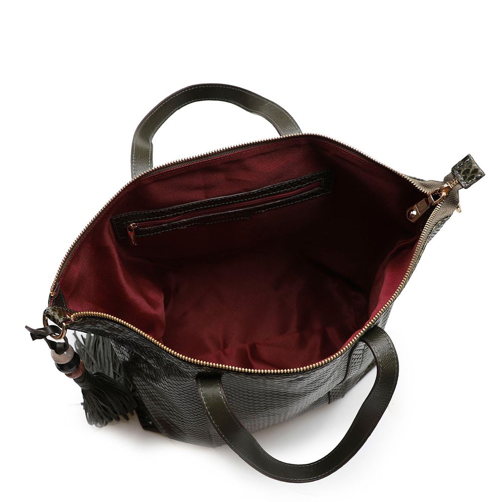 Bolsa Sacola - Couro Python Verde - corello