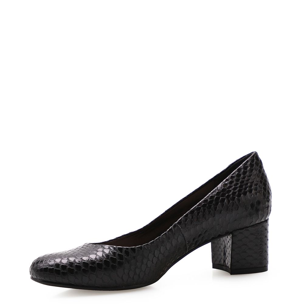 Scarpin Basic Pump - Couro Python Preto - corello