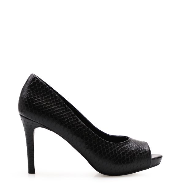 Peep Toe Python - Couro Preto - corello