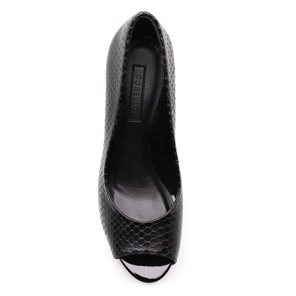 Peep Toe Python - Couro Preto - corello