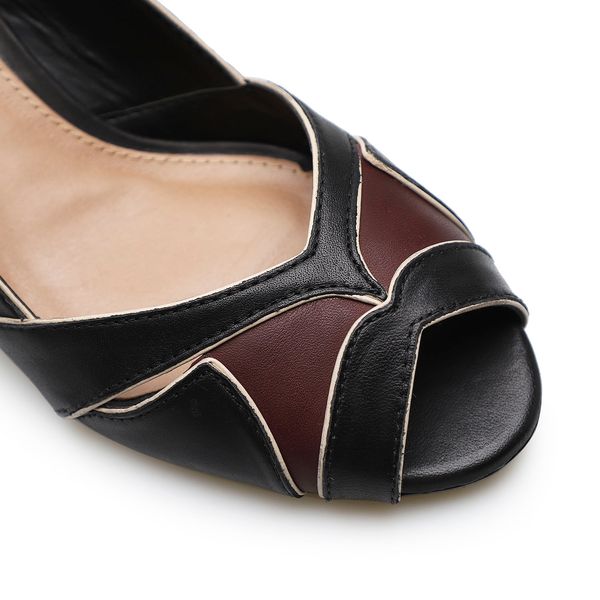 Peep Toe Details - Couro Preto - corello