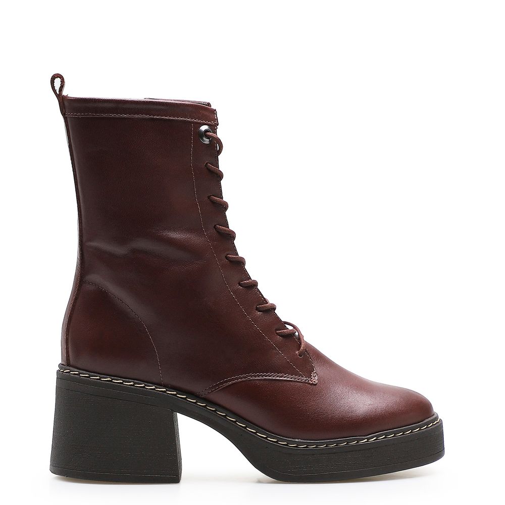 Bota Feminina Coturno - Couro Marrom - corello