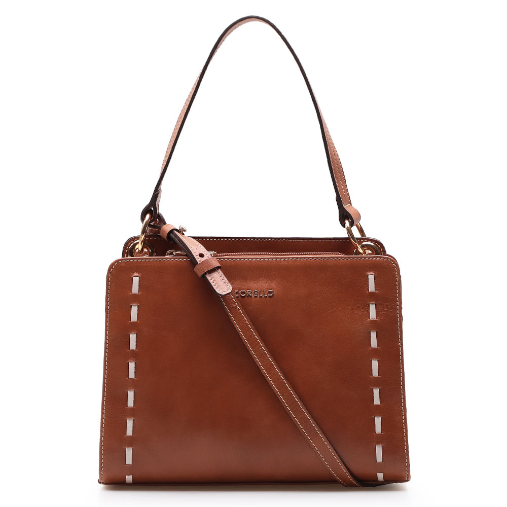 Bolsa De Mão - Couro Caramelo - corello
