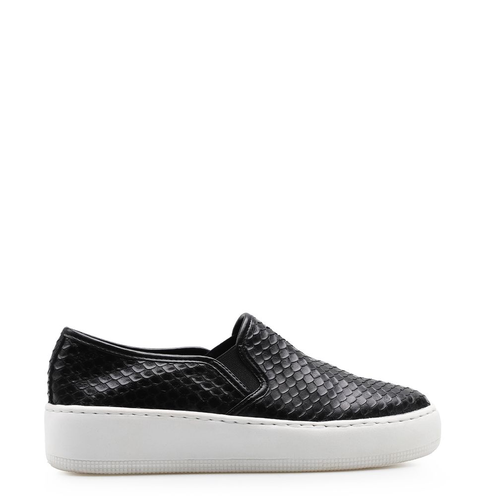 Slip On - Couro Python Escamado Preto - corello