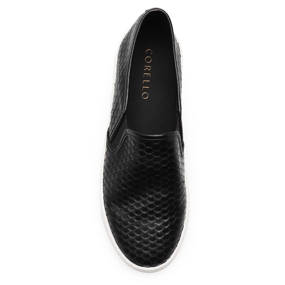 Slip On - Couro Python Escamado Preto - corello