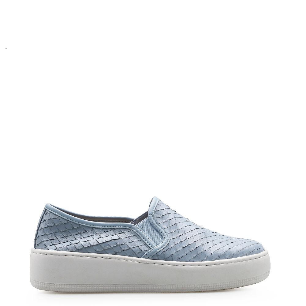Slip On - Couro Python Escamado Azul - corello