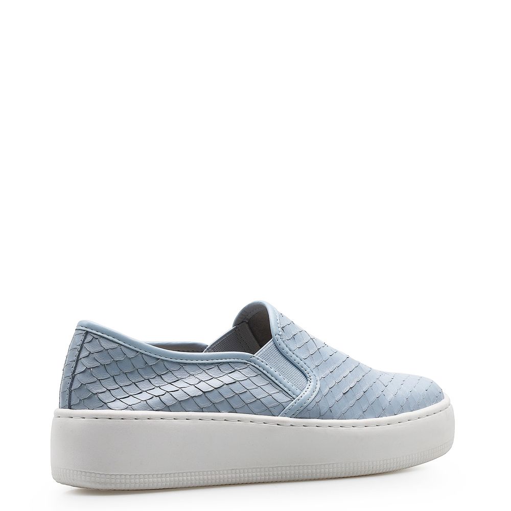 Slip On - Couro Python Escamado Azul - corello