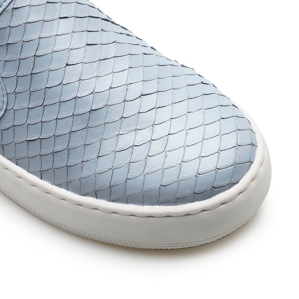 Slip On - Couro Python Escamado Azul - corello