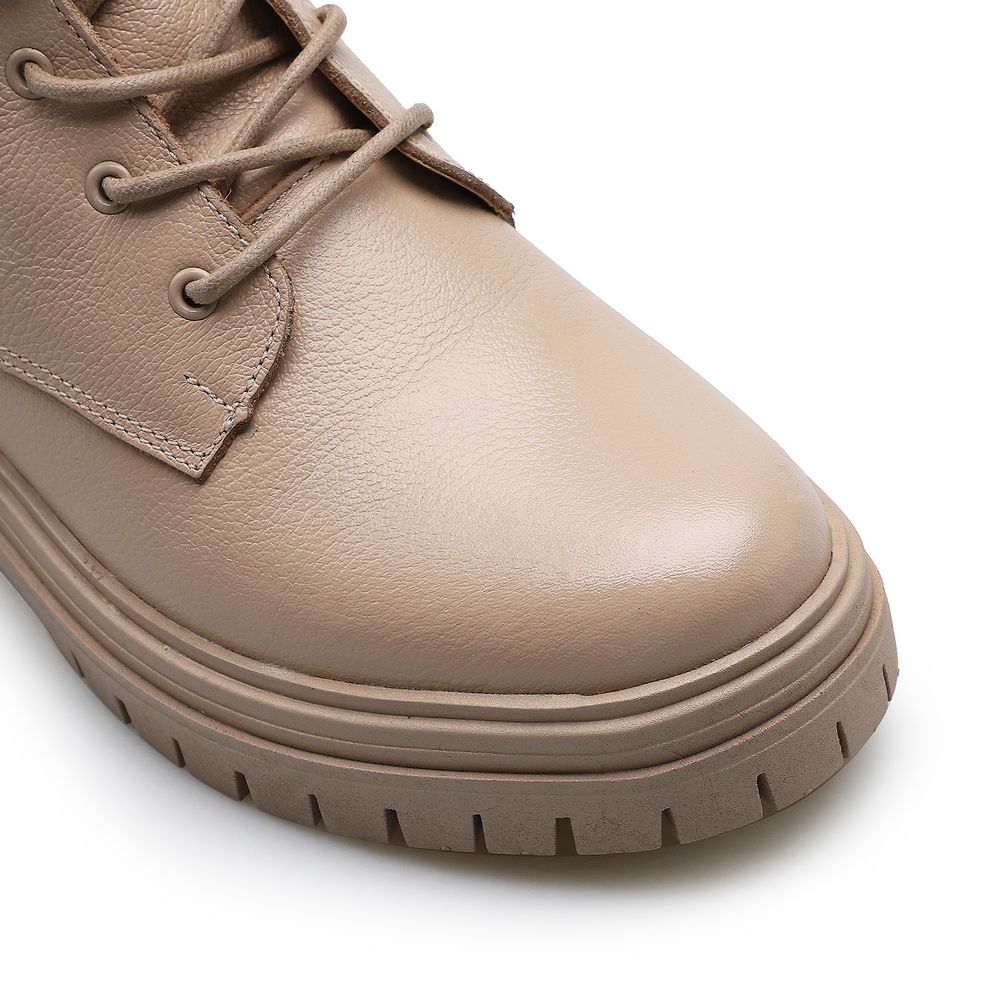 Bota Coturno High Liana - Couro Bege - corello